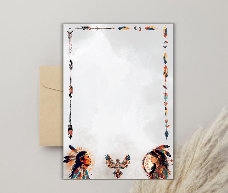 Indian Native Americans Printable Stationery Set-writing Paper Set A5 ...