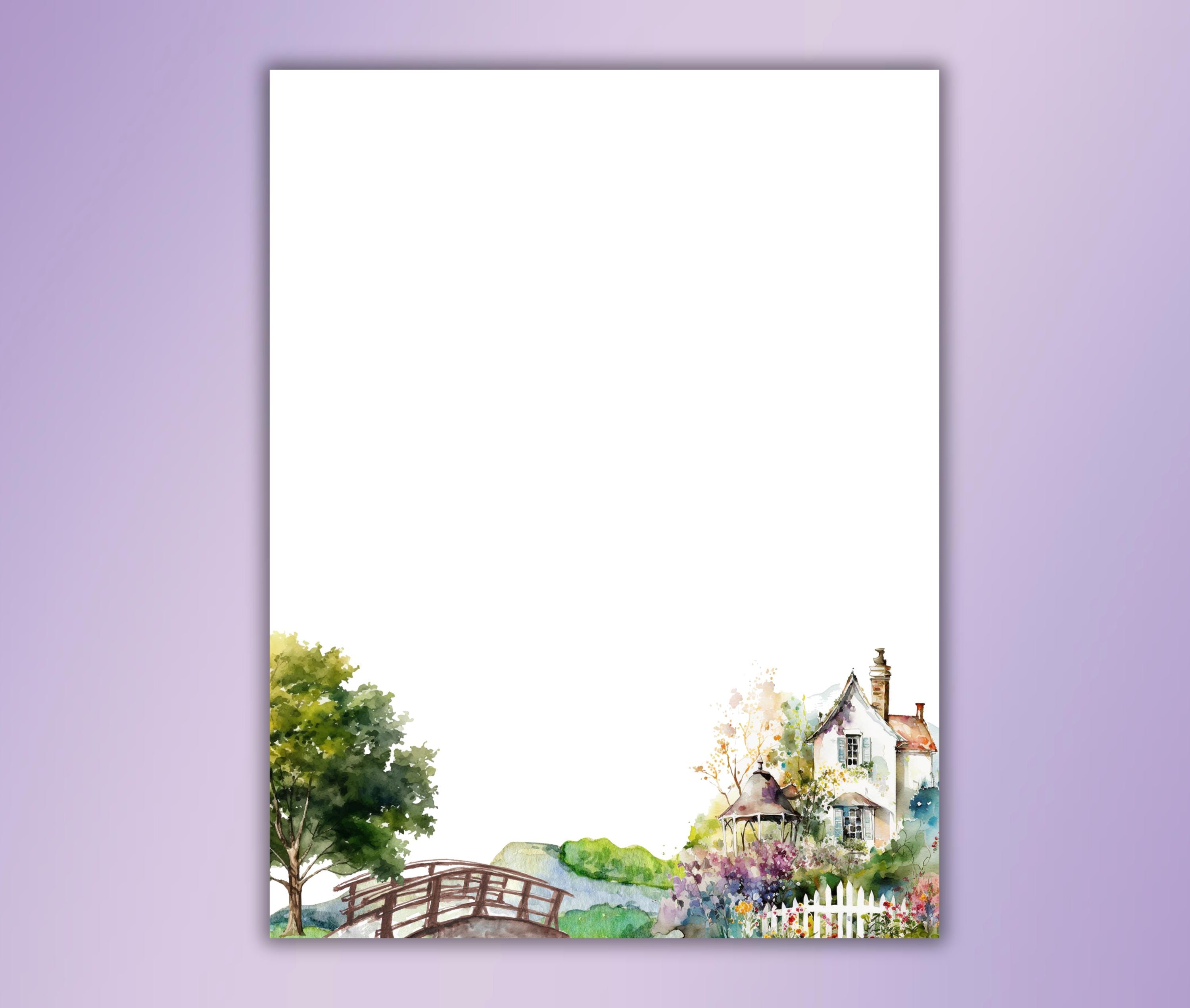 Printable Stationery Set of Nature Landscape-summer Landscape Writing ...
