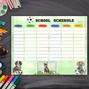 Editable School Schedule for Kids-school Supplies Theme-printable Kids ...