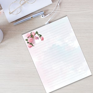 Watercolor Rose Printable Stationery-floral Stationary-botanical ...