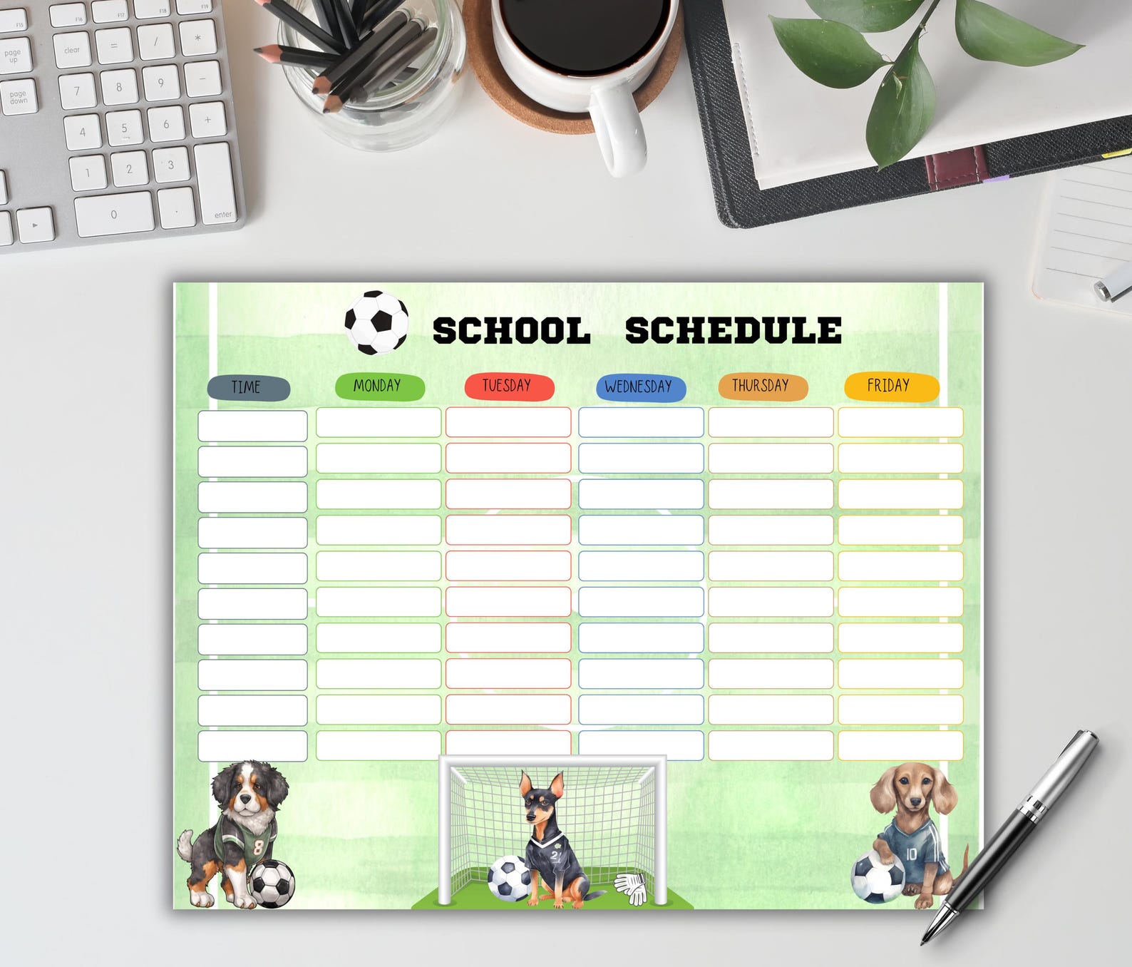 Editable School Schedule for Kids-school Supplies Theme-printable Kids ...