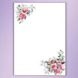 Rose Writing Paper,flower Stationary,floral Writing Paper Set A4,A5,US ...