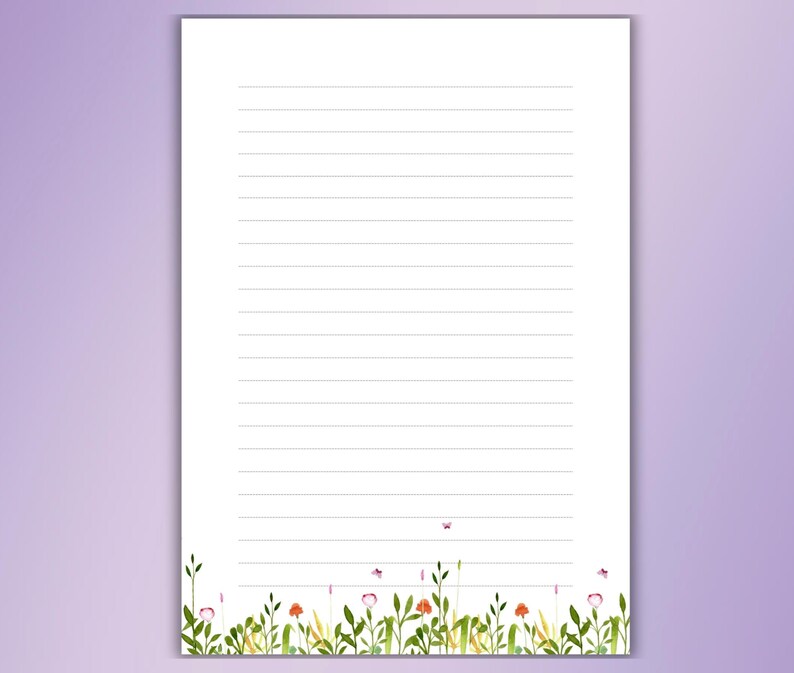 Printable Floral Stationery,digital Download,writing Paper Flower ...