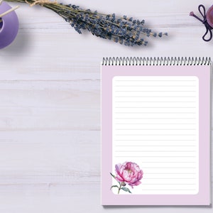 Flower 5 Designs Printable Stationery Set-flower Writing Set Lined A4 ...