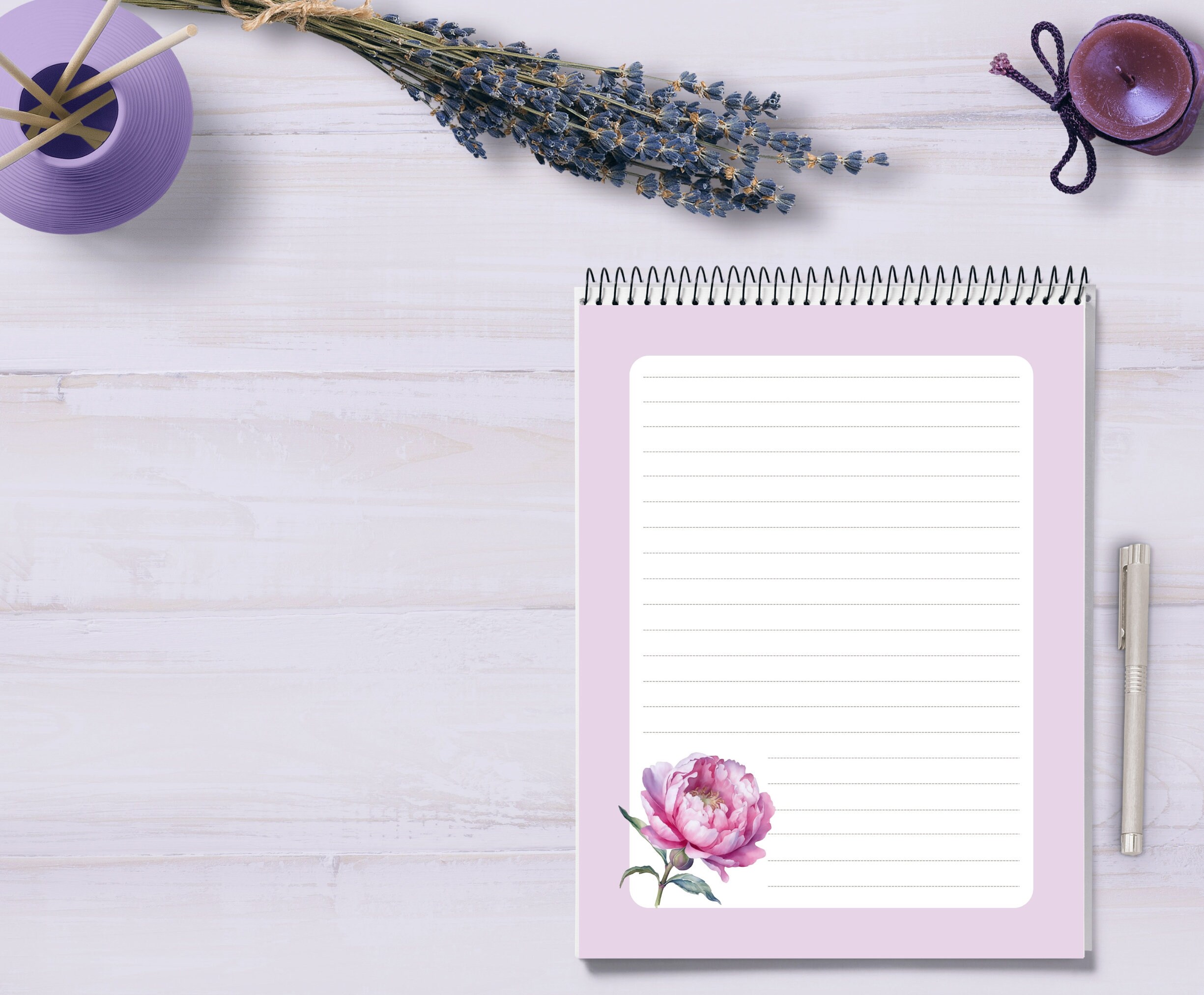 Flower 5 Designs Printable Stationery Set-flower Writing Set Lined A4 ...