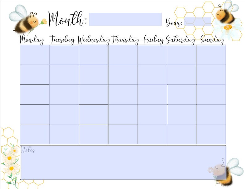 Monthly Planner-editable Printable Monthly Calendar-landscape Monthly ...