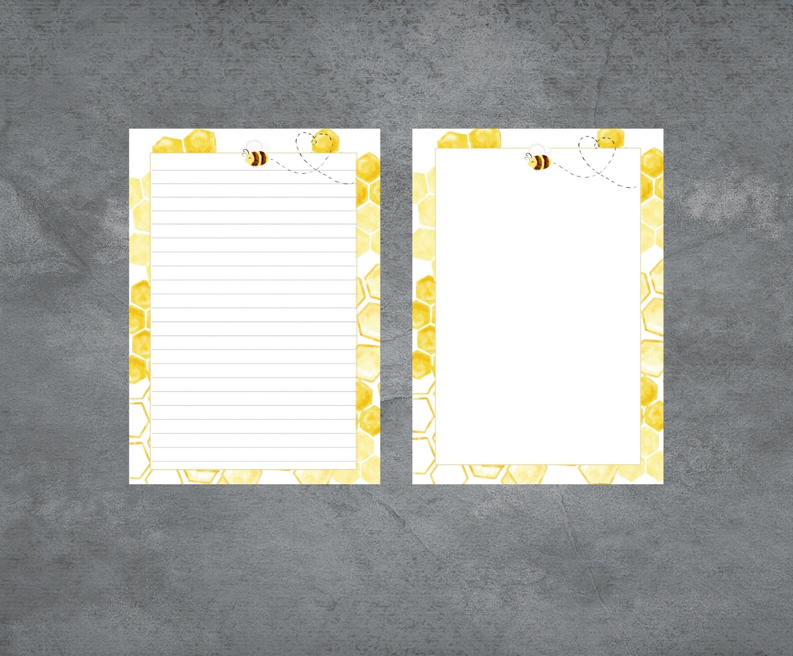 Bee With Flower Printable Stationery-bee Writing Paper Bundle Unlined ...