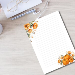 Pumpkin With Flowers Stationery,autumn Printable Stationary,pen Pal ...