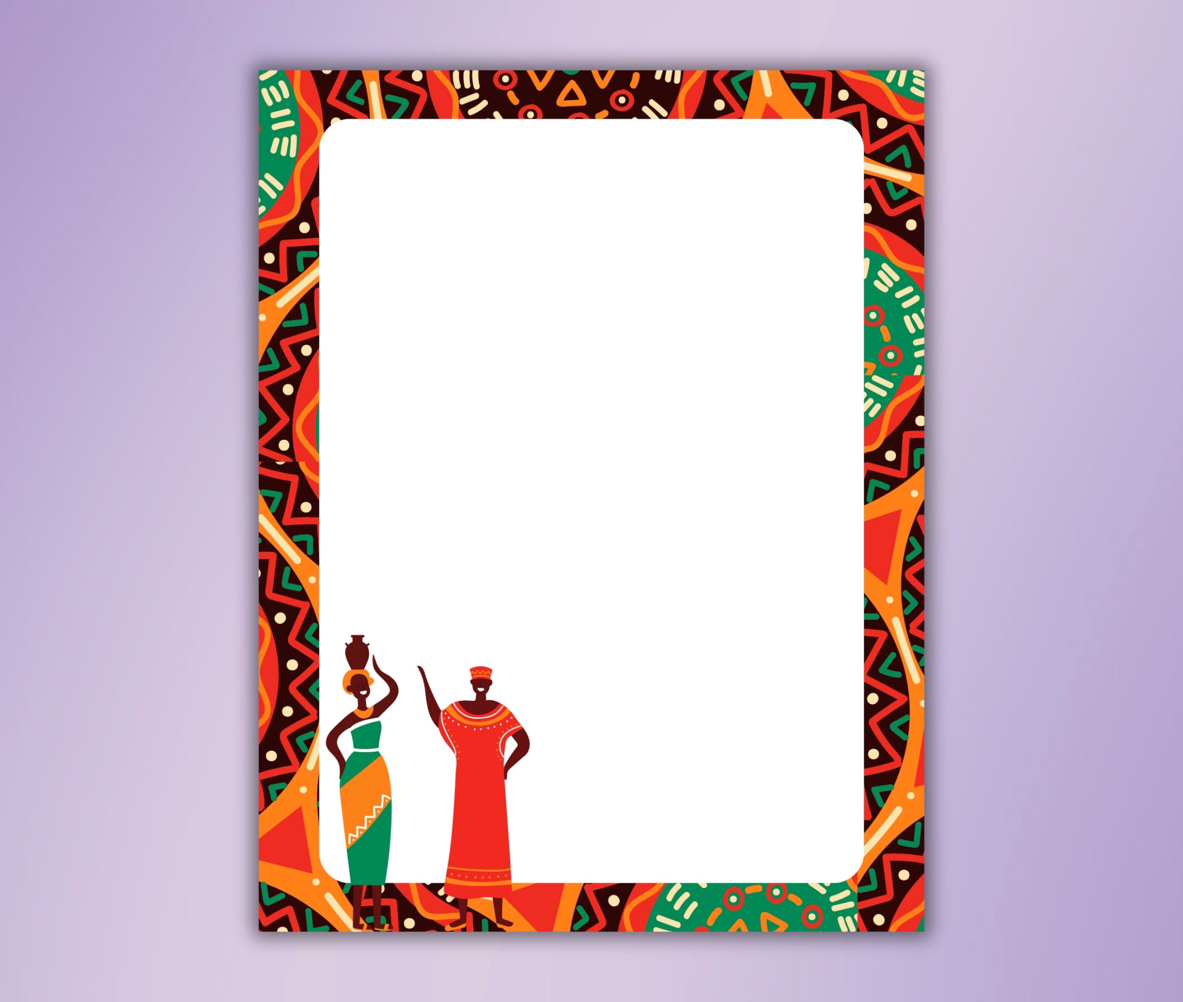 African Motif Printable Stationery-african Style Writing Paper A4/a5 ...