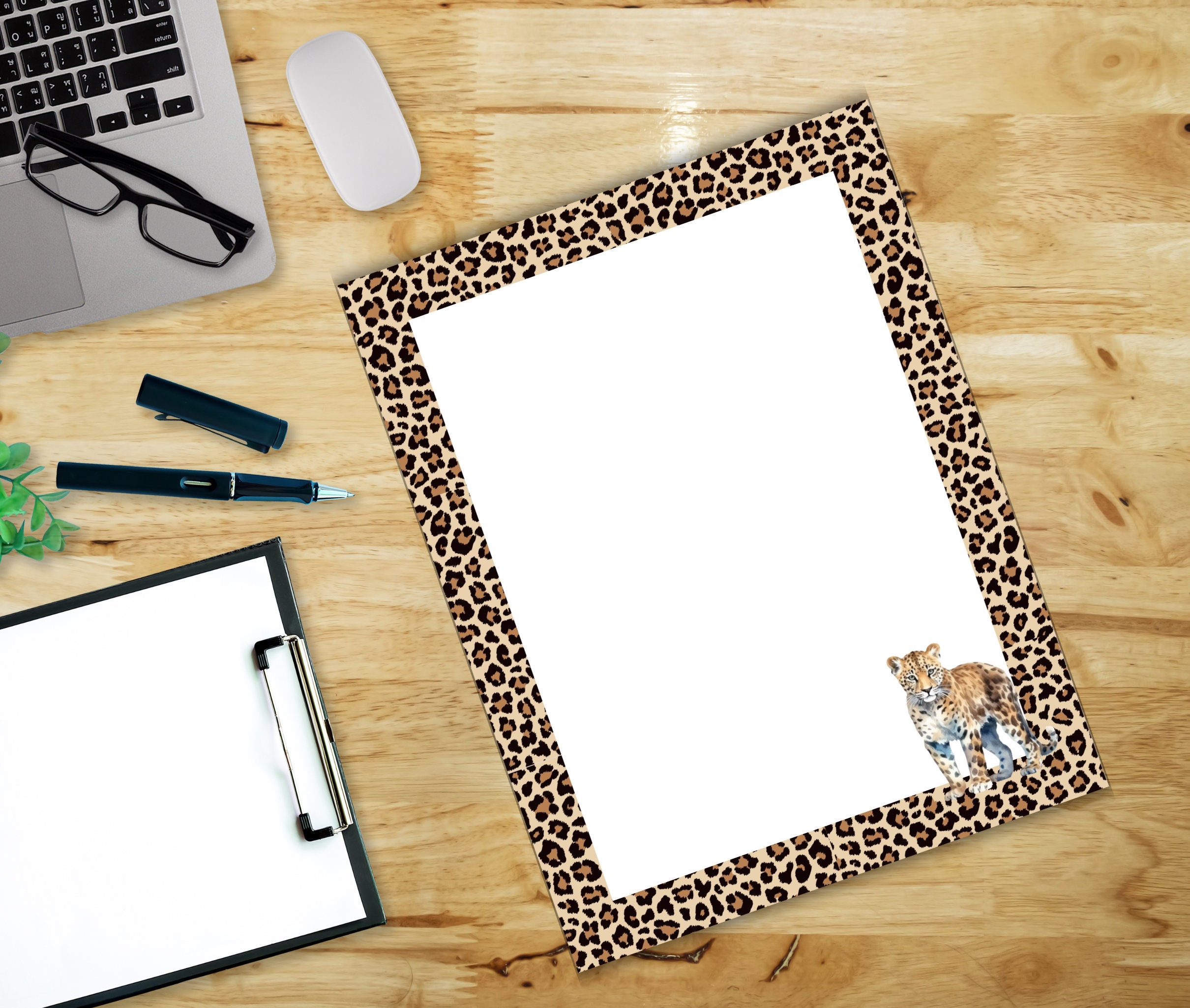 Leopard Printable Stationery Set-animal Print Writing Paper Set Unlined ...