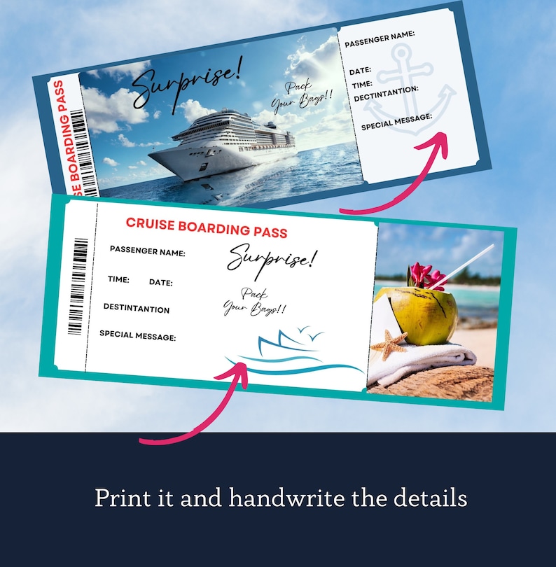 Editable Cruise Ticket Fully Customizable-print Surprise Gift Cruise ...