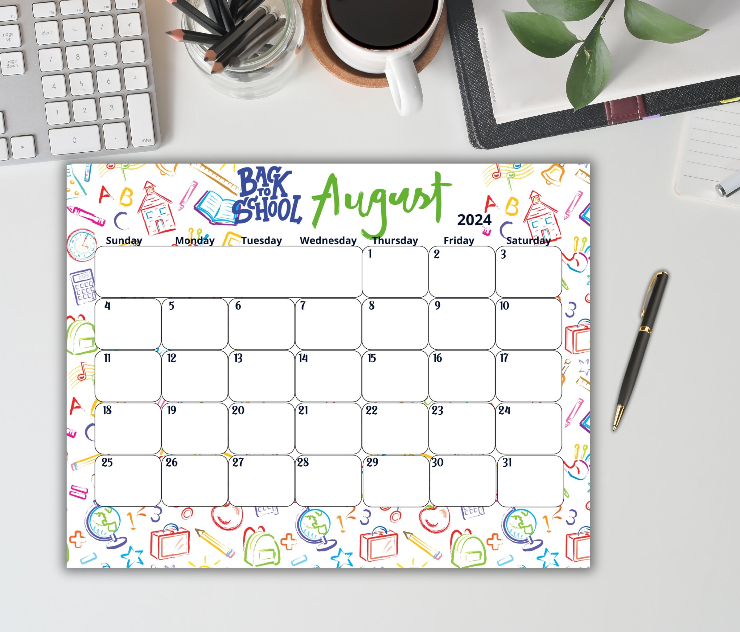 Editable August 2024 Calendar-back to School Planner-2024 Printable ...