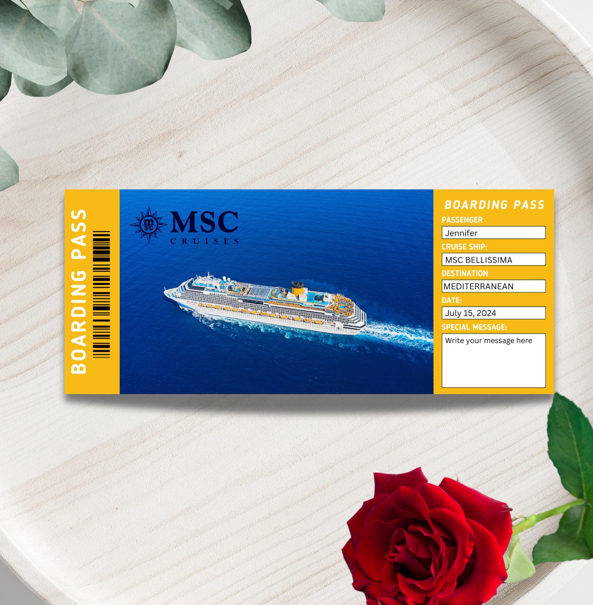 EDITABLE MSC Cruise Ticket-editable Boarding Pass-print Surprise Gift ...