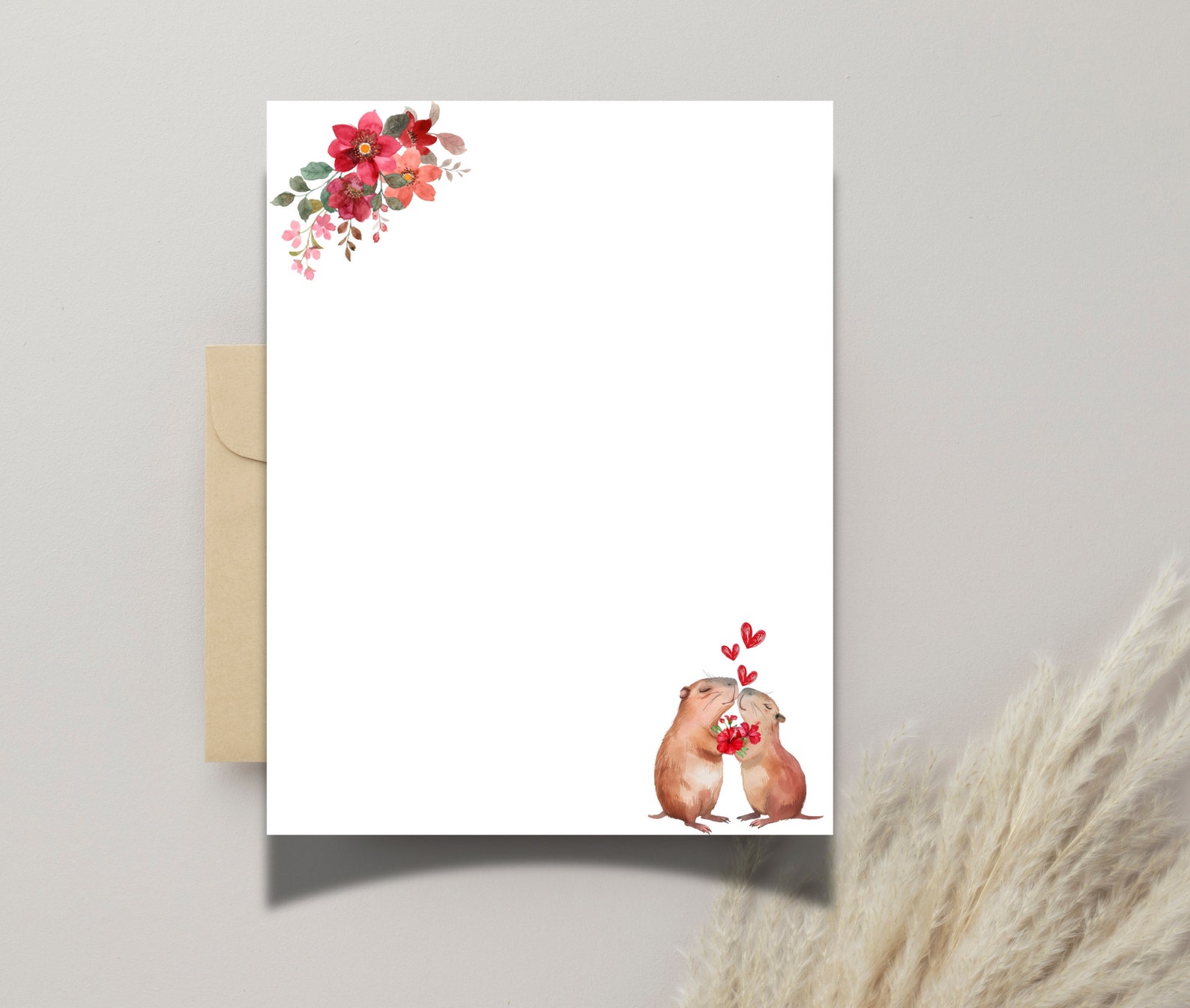Capybara Lover Printable Stationery-adorable Capybara-animal Writing ...