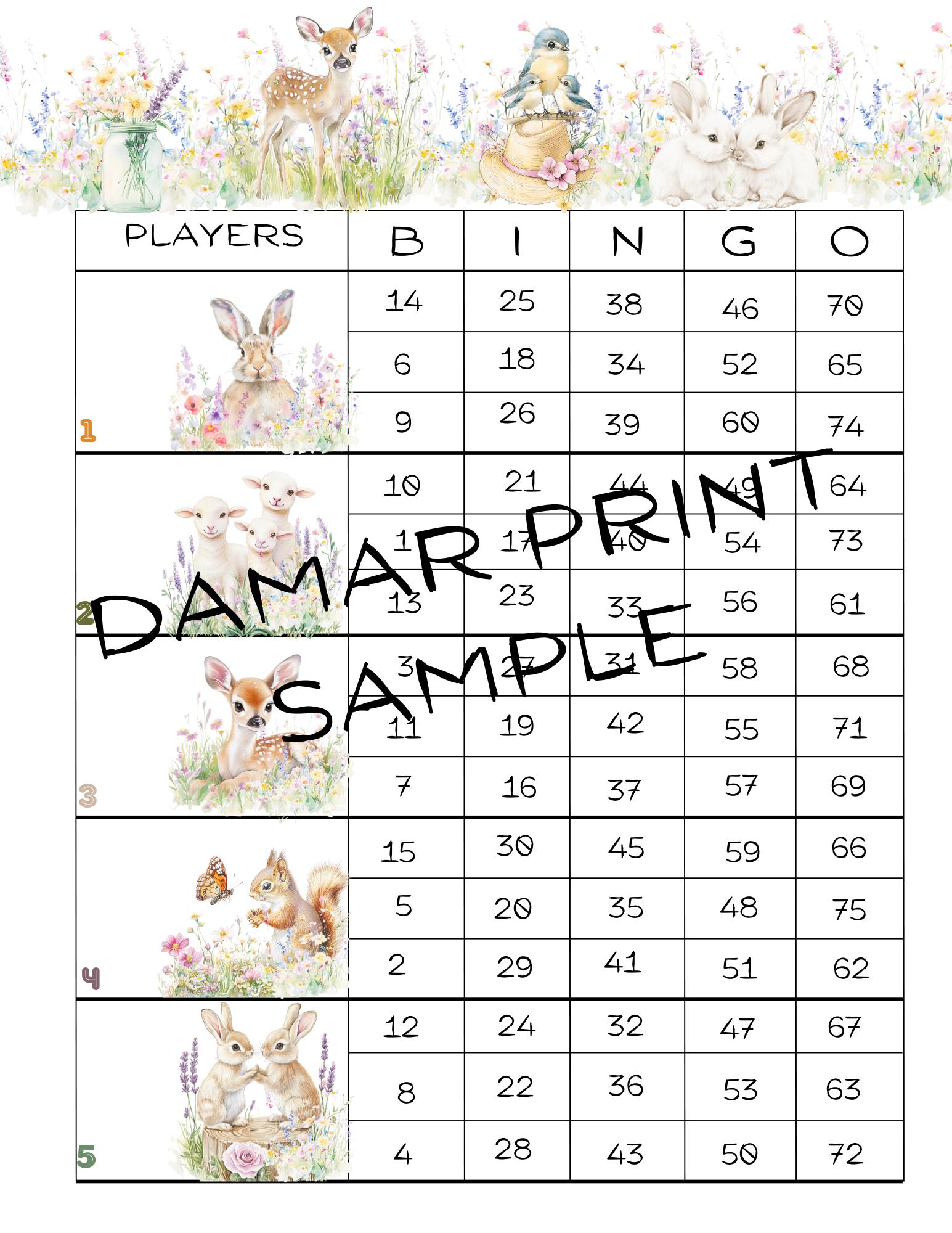 Woodland Animals Printable Bingo Boards-instant Download -animal Bingo ...