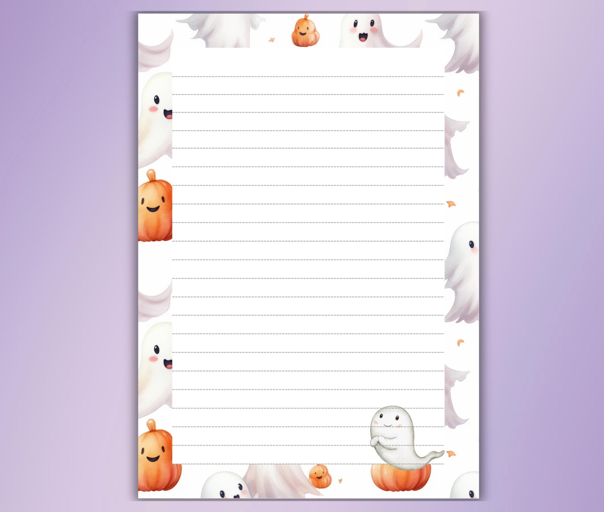 Cute Ghosts and Pumpkin,cute Notepaper,autumn Printable Stationery ...