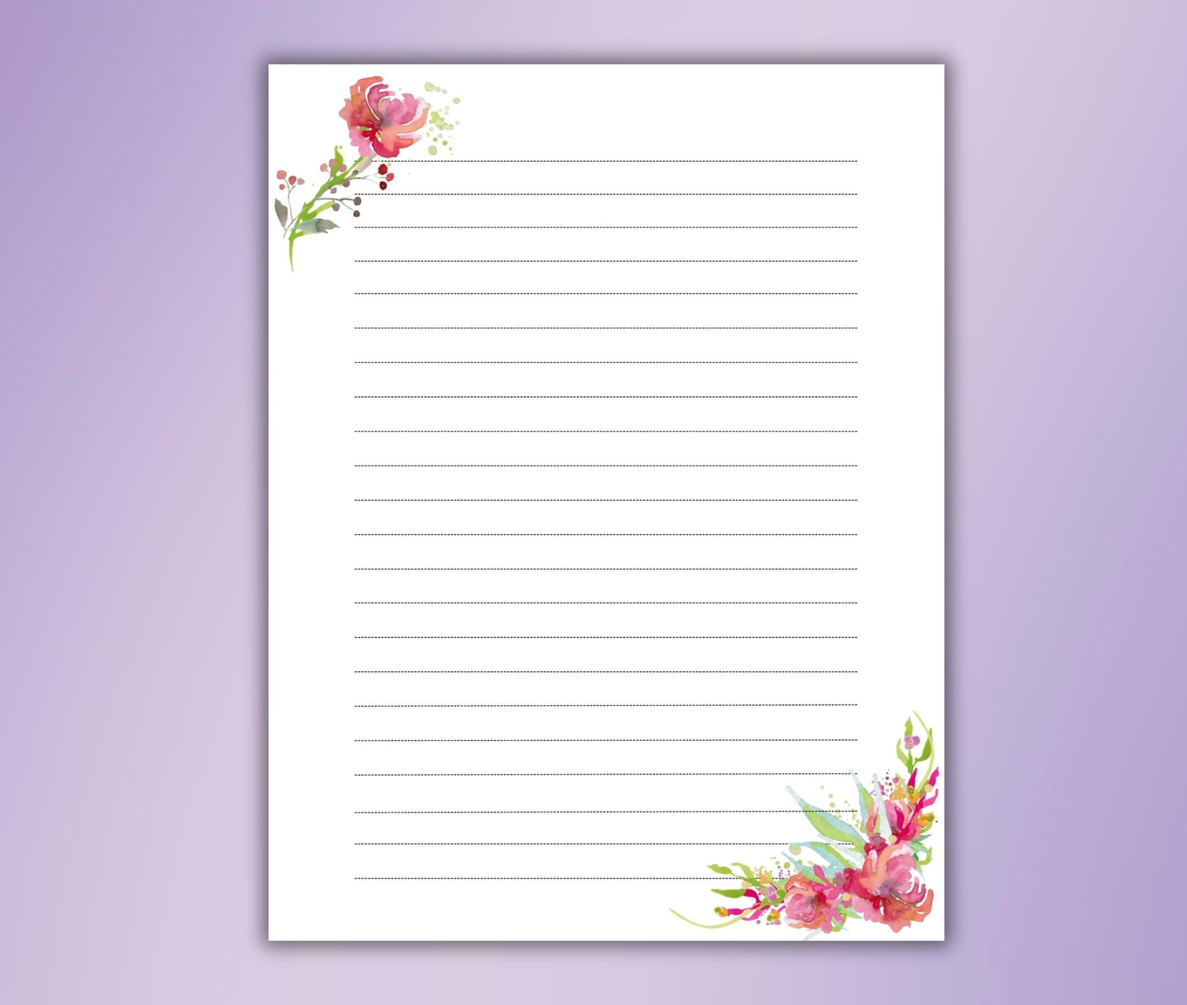 Watercolor Flower Printable Sttaionery-flower Writing Paper Set A4/A5 ...