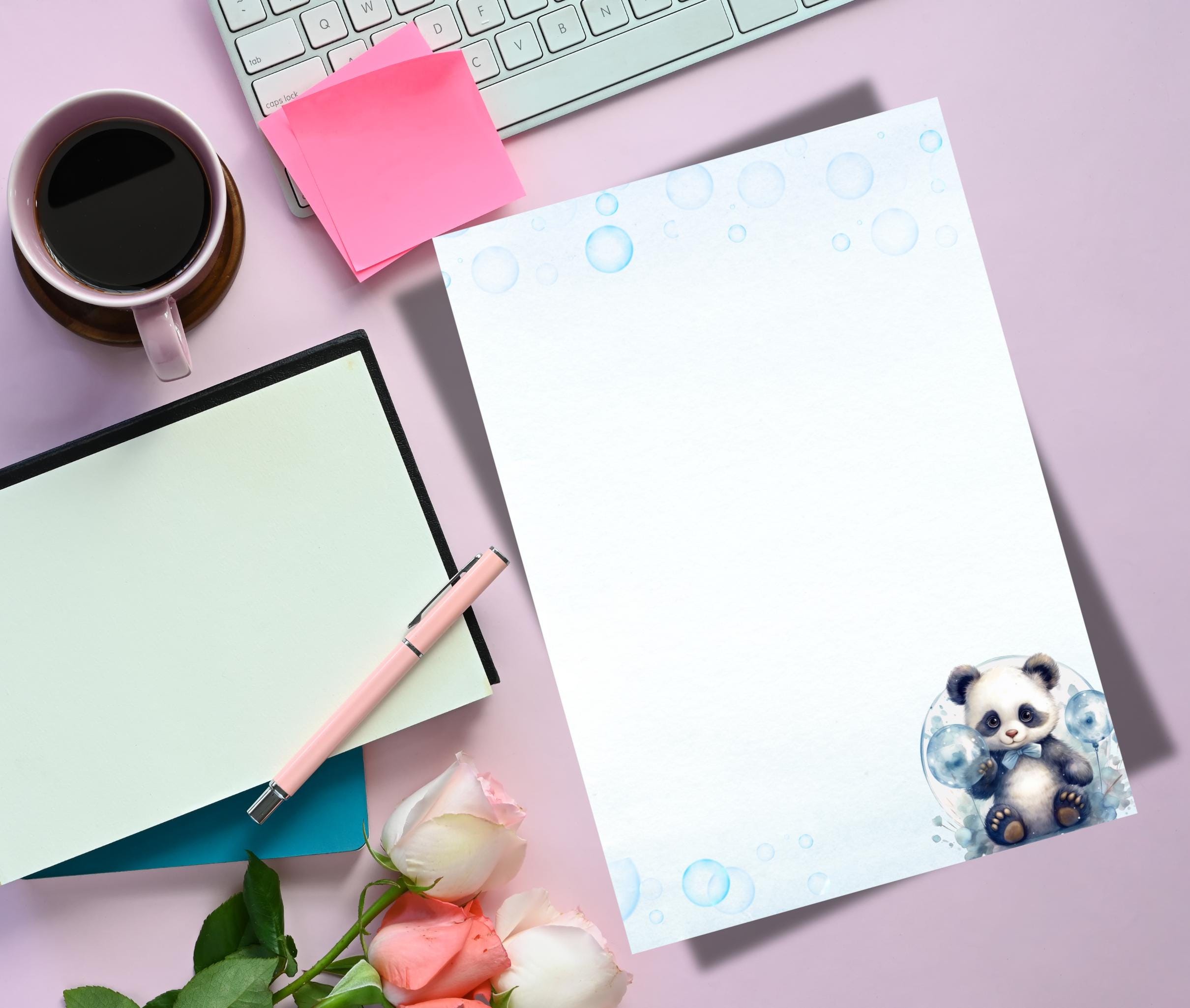 Cute Panda Printable Stationery-kids Stationary-animal Writing Paper ...