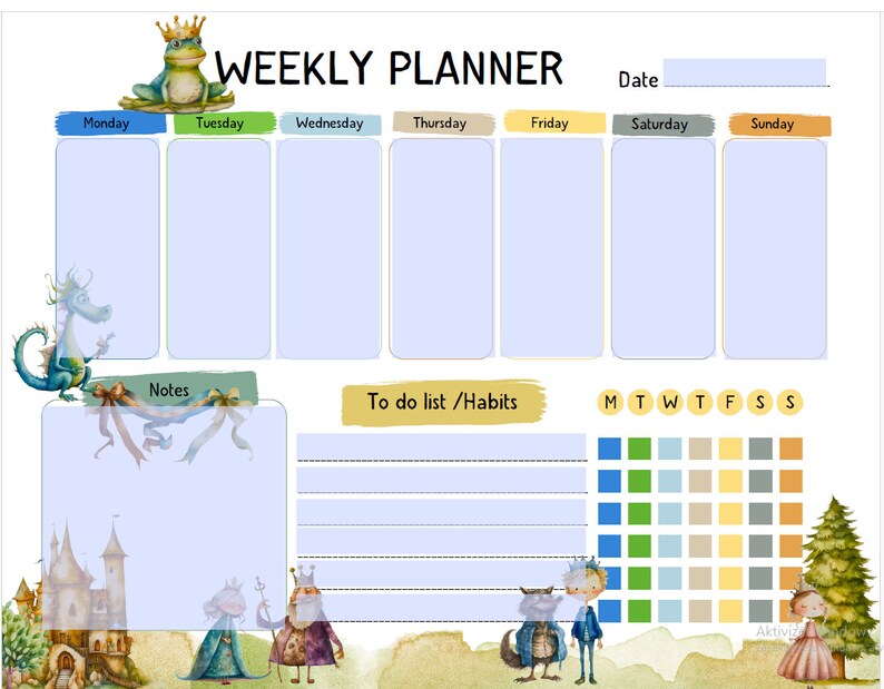 Kids Weekly Planner-editable Printable Weekly Planner-fairy Tale ...