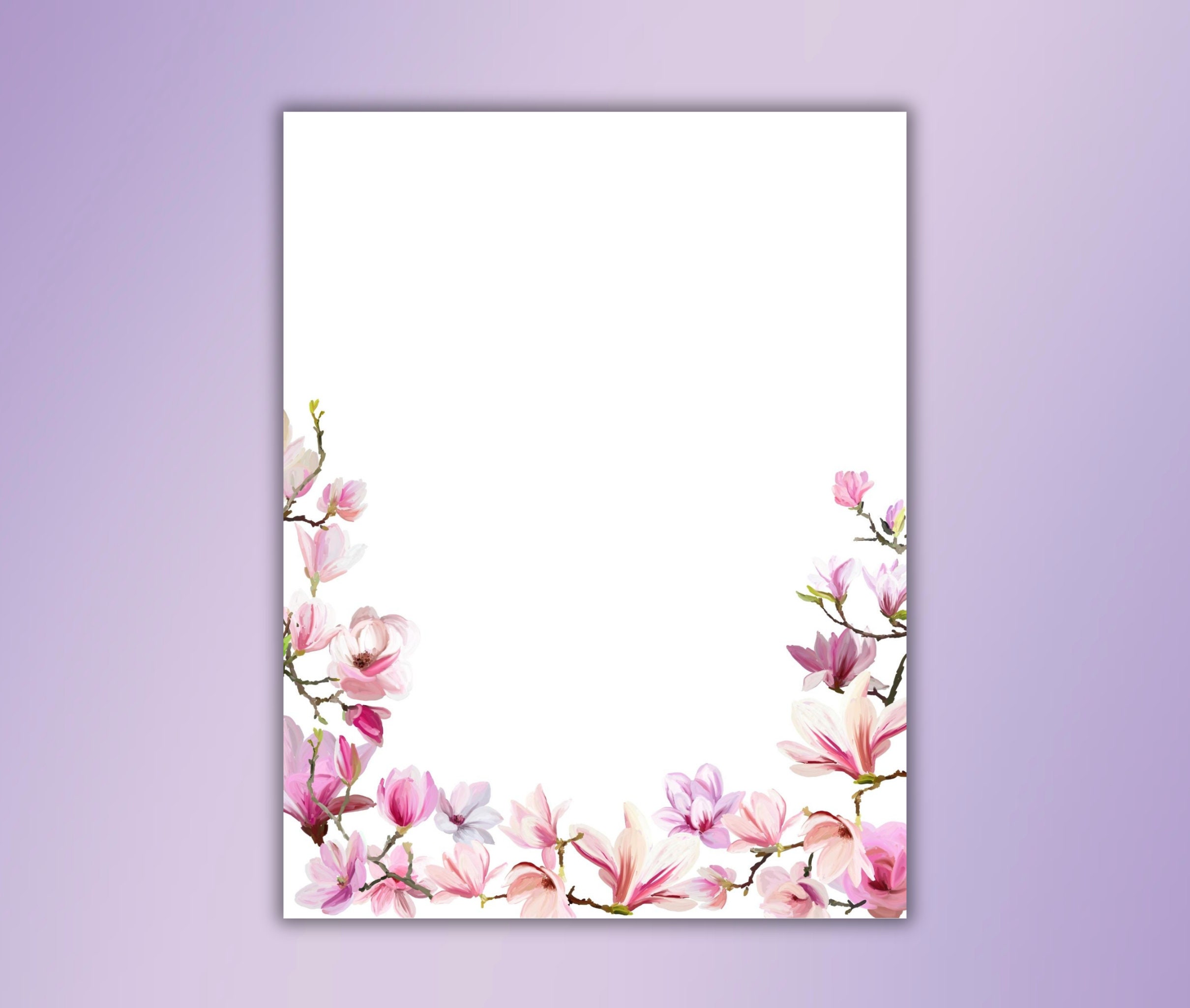 Magnolia Printable Stationery-flower Stationary-pen Pal Supplies ...