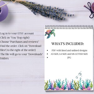 Turtle Sea Writing Set ,marine Printable Stationery,watercolor Writing ...
