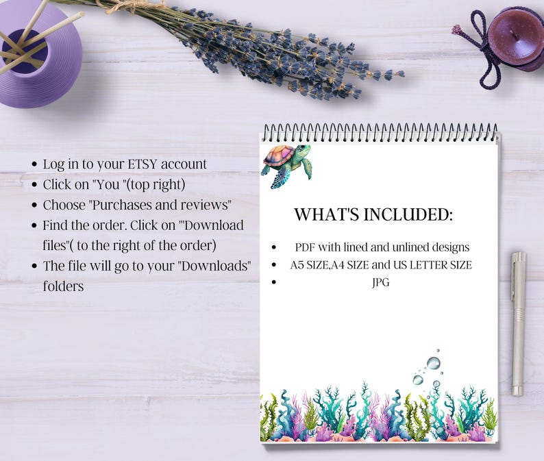 Turtle Sea Writing Set ,marine Printable Stationery,watercolor Writing ...