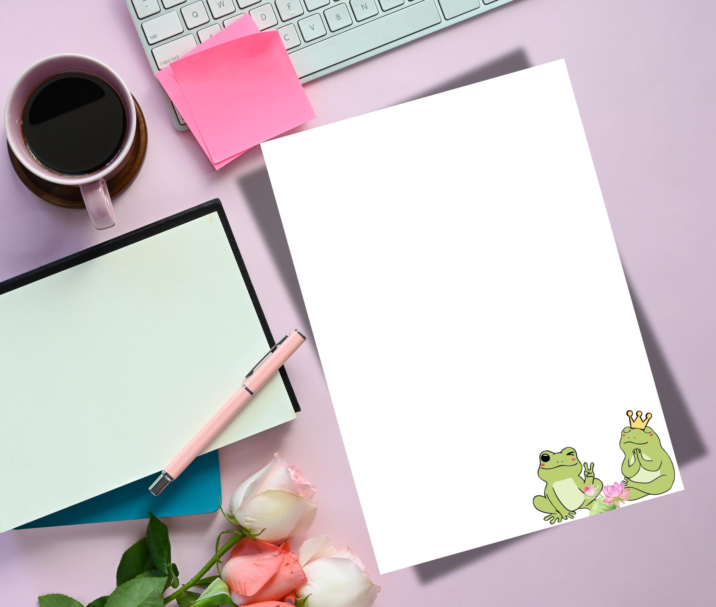 Cute Frogs Printable Stationery-frogs Writing Paper Unlined Lined A5/A4 ...
