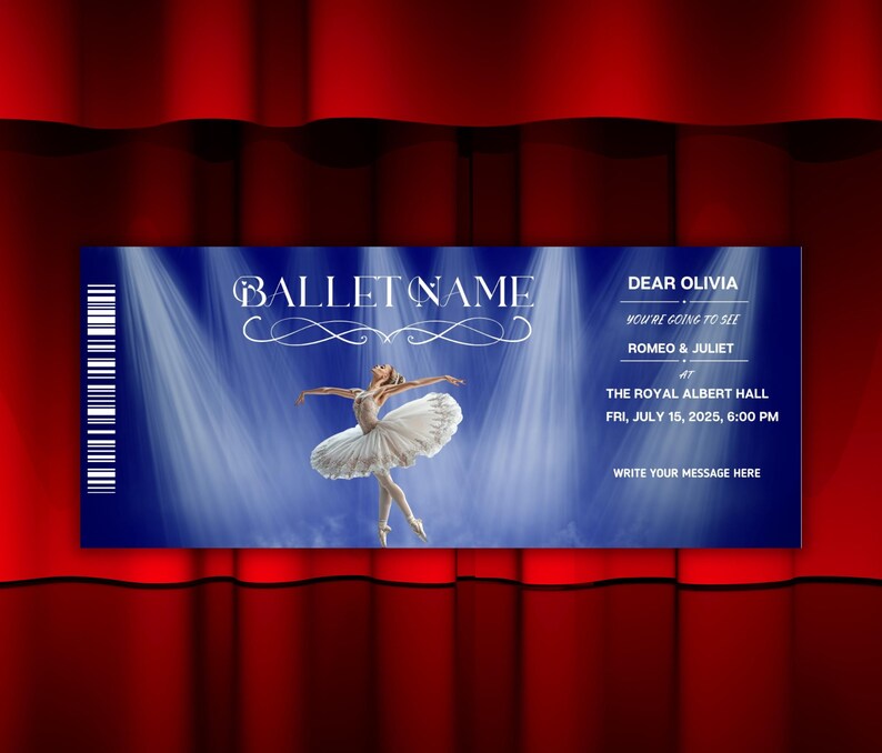 Editable Ballet Ticket Template-ballet Gift Ticket-ballet Lover Gift ...
