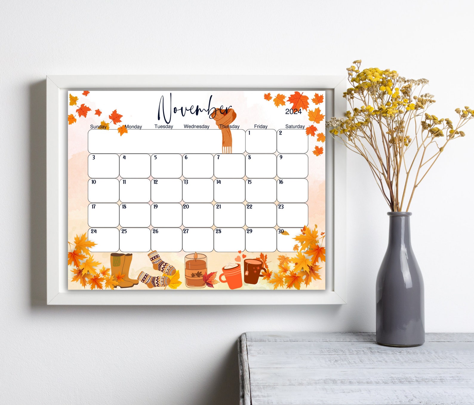 Editable November 2024 Printable Calendar-autumn Monthly Planner ...