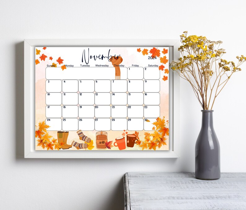 Editable November 2024 Printable Calendar-autumn Monthly Planner ...
