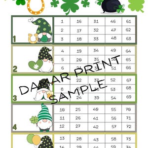 Lucky Bingo Boards - Instant Download -printable Gnome Bingo Boards ...