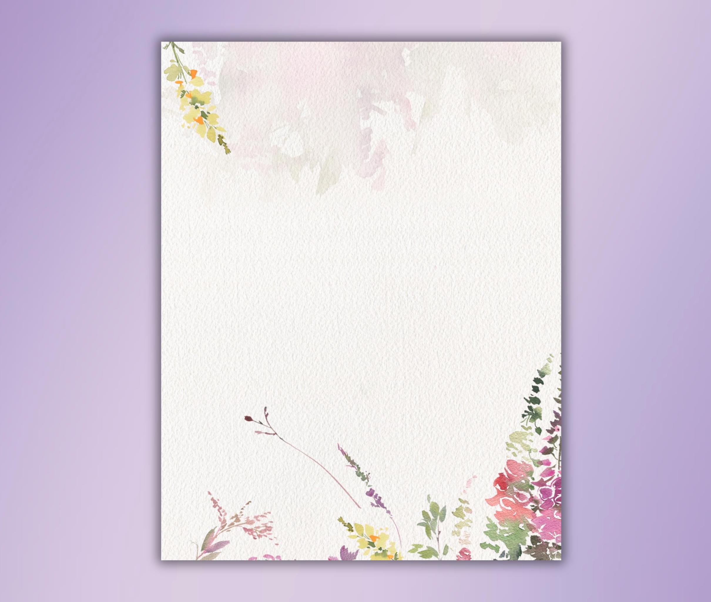 Wildflower Stationary Watercolor Printable Stationery,penpal Stationary ...