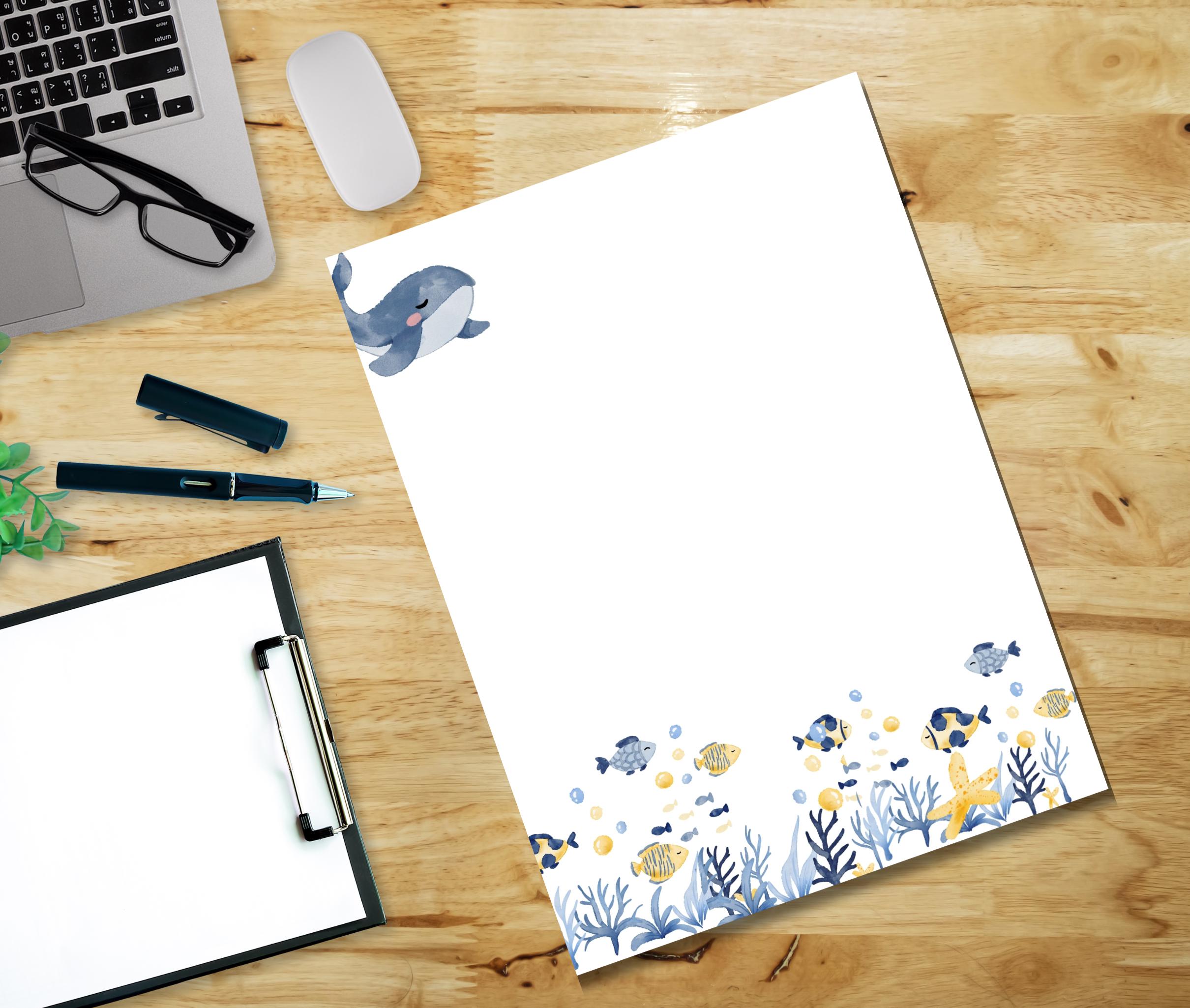 Sea Writing Set ,marine Printable Stationery,watercolor Writing Paper ...