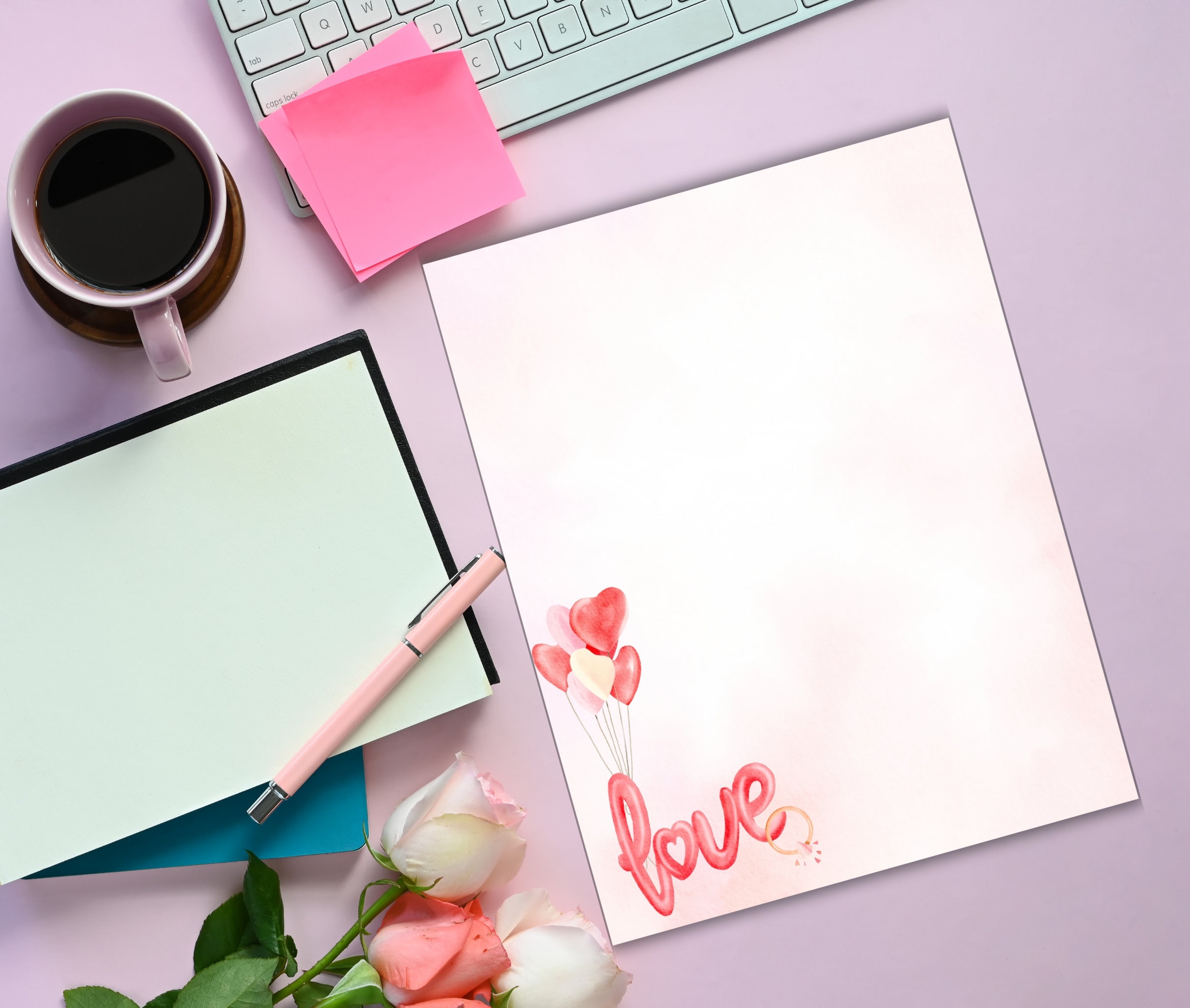 Love Heart Printable Stationery-heart Stationary-valentine Heart ...