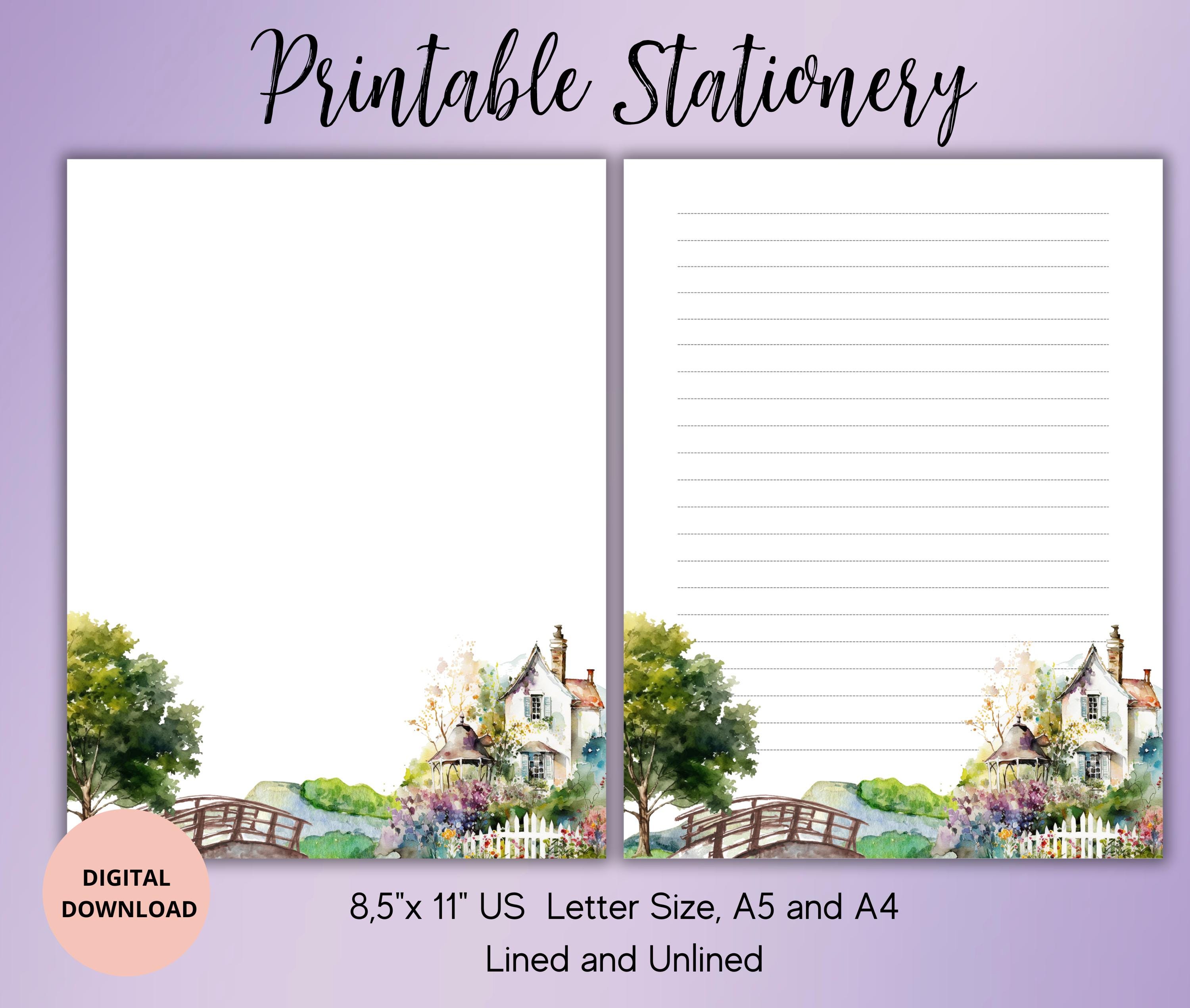Printable Stationery Set of Nature Landscape-summer Landscape Writing ...