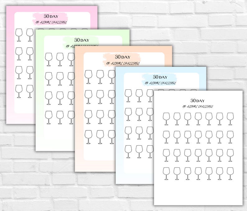30 Day NO ALCOHOL Challenge Printable-alcohol Free Tracker-sobriety ...