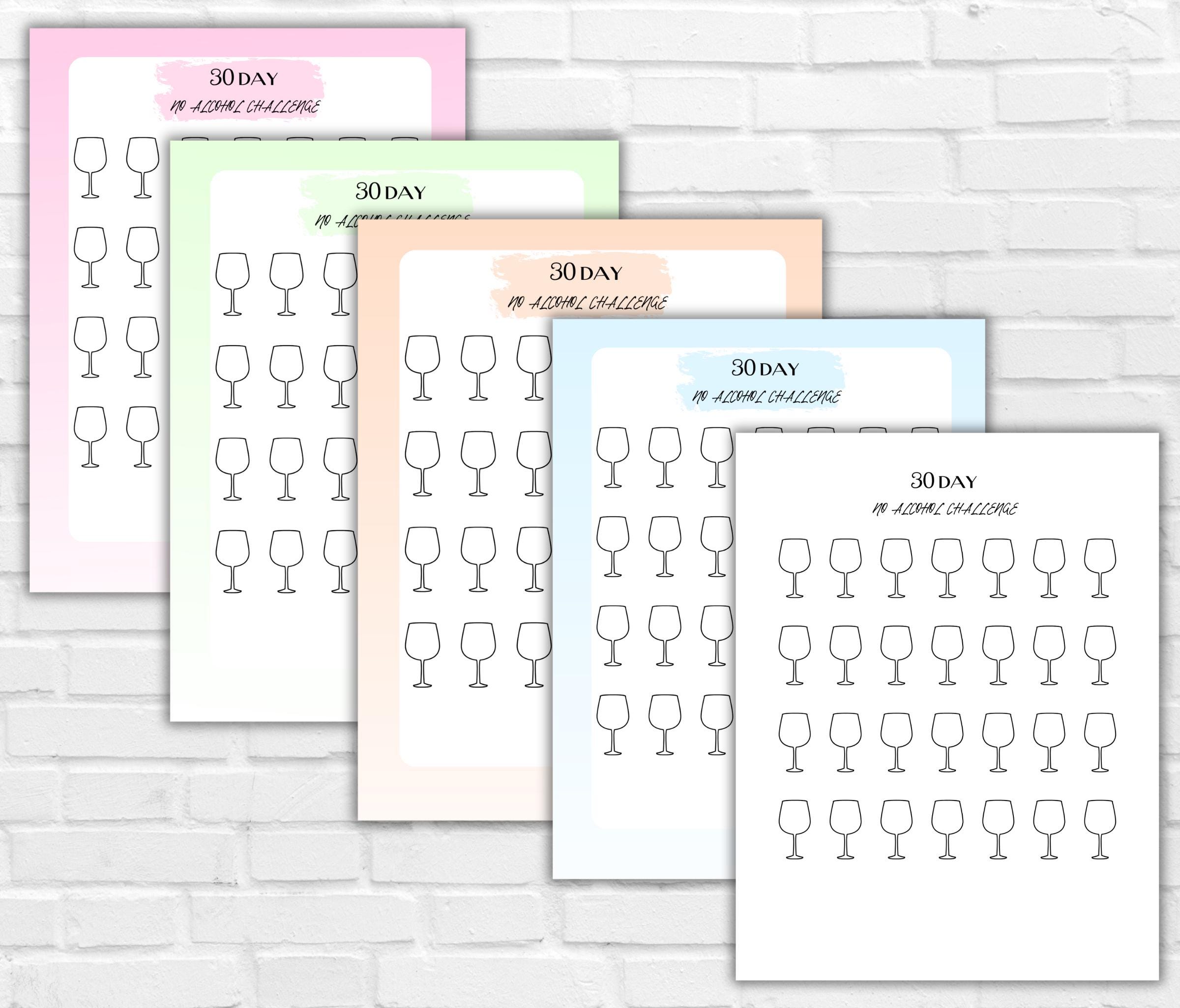 30 Day NO ALCOHOL Challenge Printable-alcohol Free Tracker-sobriety ...