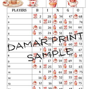 Tea Party Bingo Boards - Instant Download -printable Bingo Boards - 1 ...