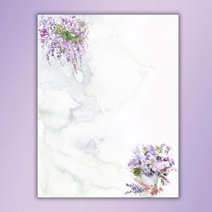 Purple Flower Printable Stationery-floral Writing Paper-letter Paper A4 ...