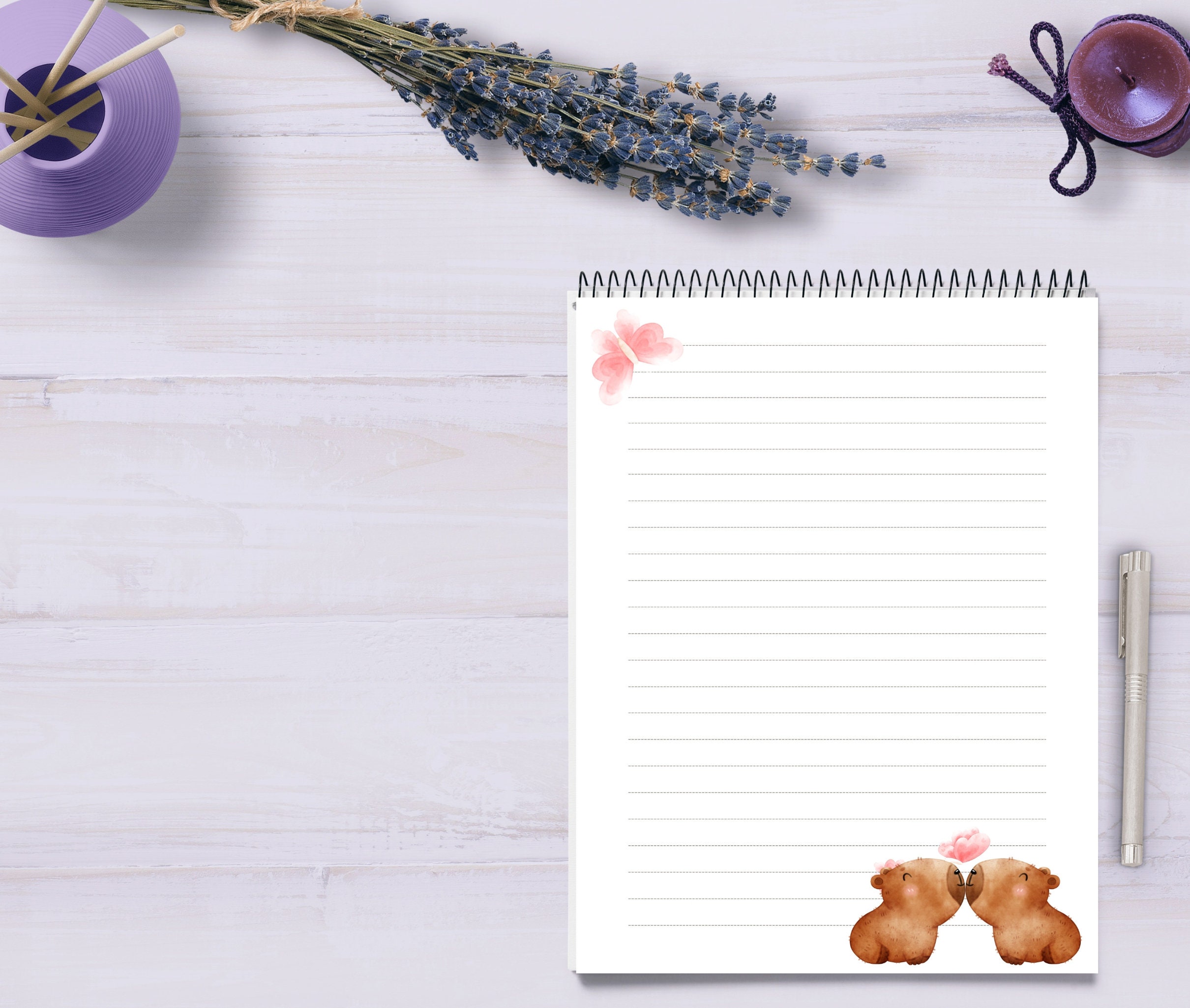 Capybara Printable Writing Paper Set A4/A5/US Letter Lined Unlined ...