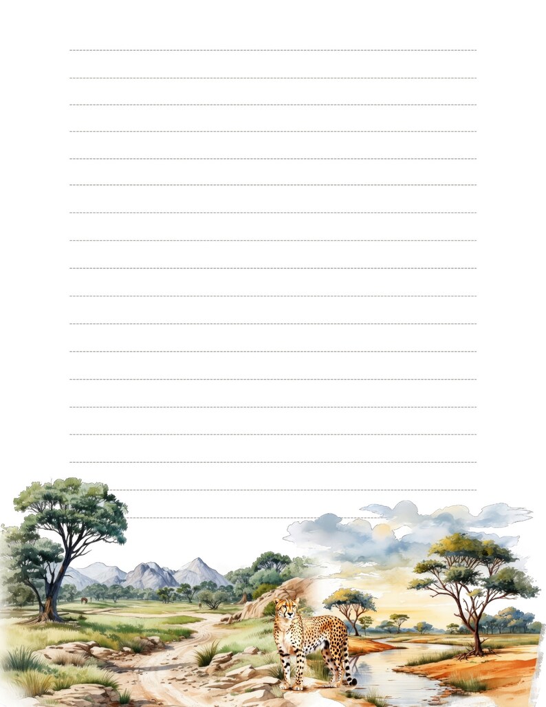 Watercolor Safari Animal Printable Stationery/festive/jungle Animal ...