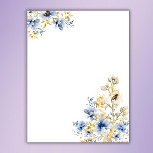 Flower Printable Stationery,watercolor Floral Stationary,digital ...