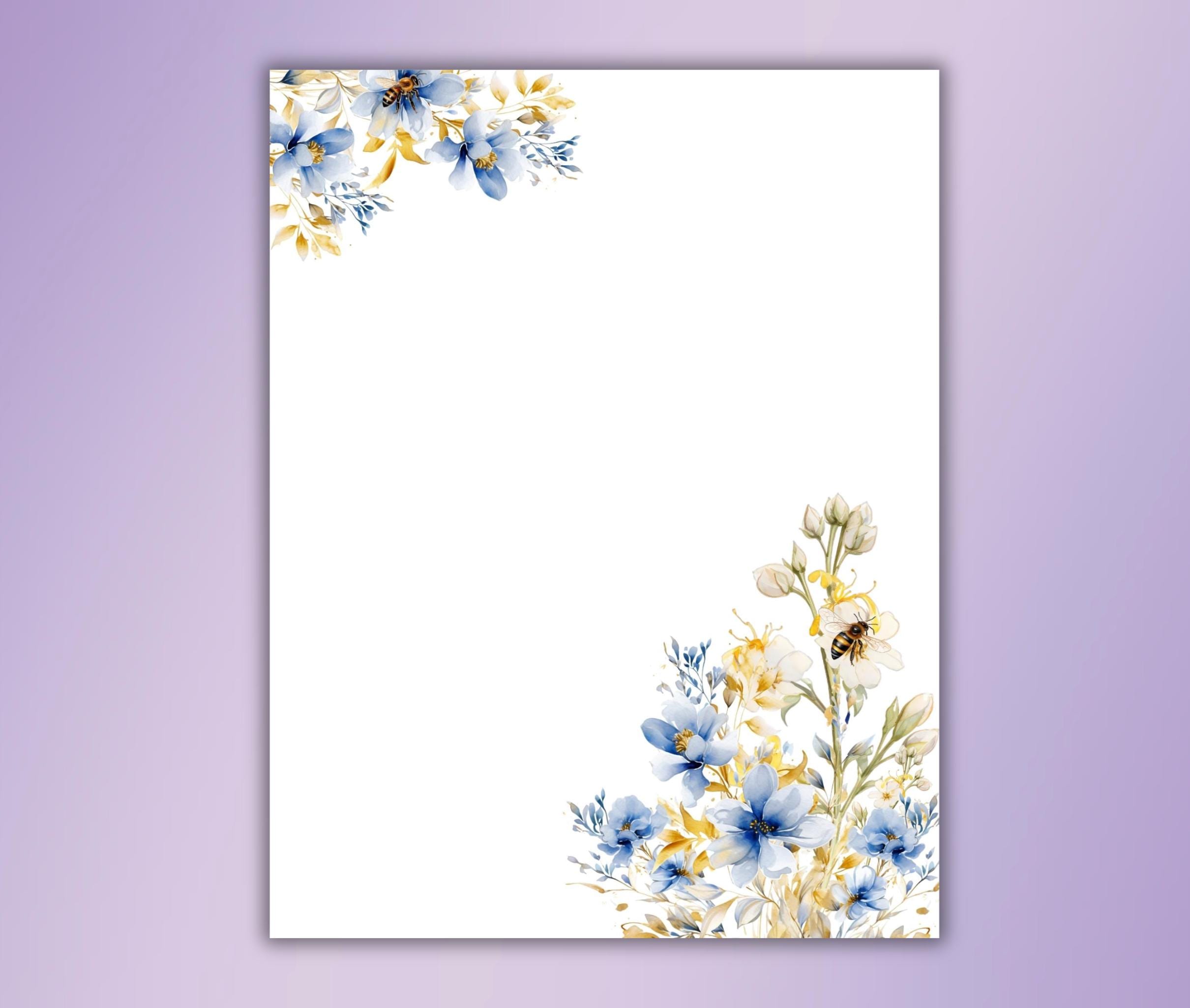Flower Printable Stationery,watercolor Floral Stationary,digital ...