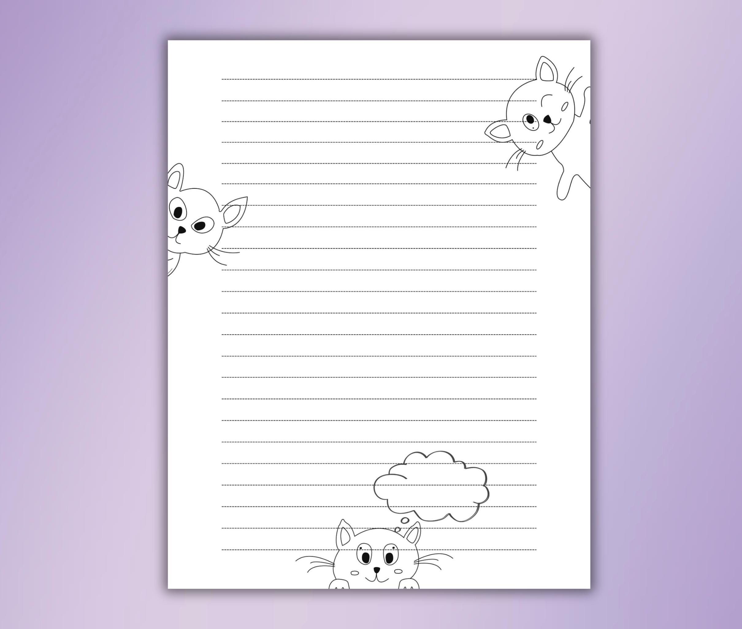 Cat Stationary,printable Letter Writing Paper, Pen Pal Supplies ...