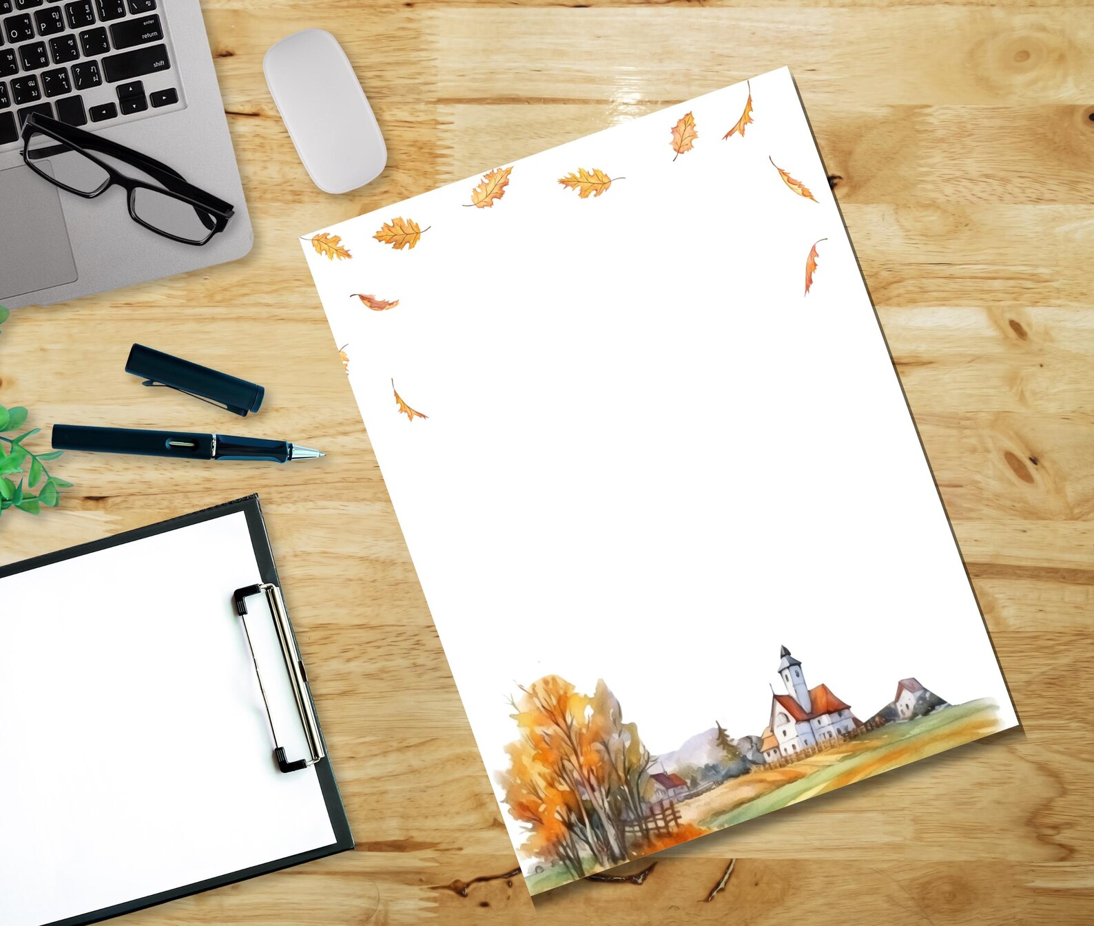 Autumn Printable Stationery,fall Leaves Digital Letter,stationary ...