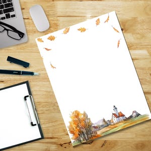 Autumn Printable Stationery,fall Leaves Digital Letter,stationary ...