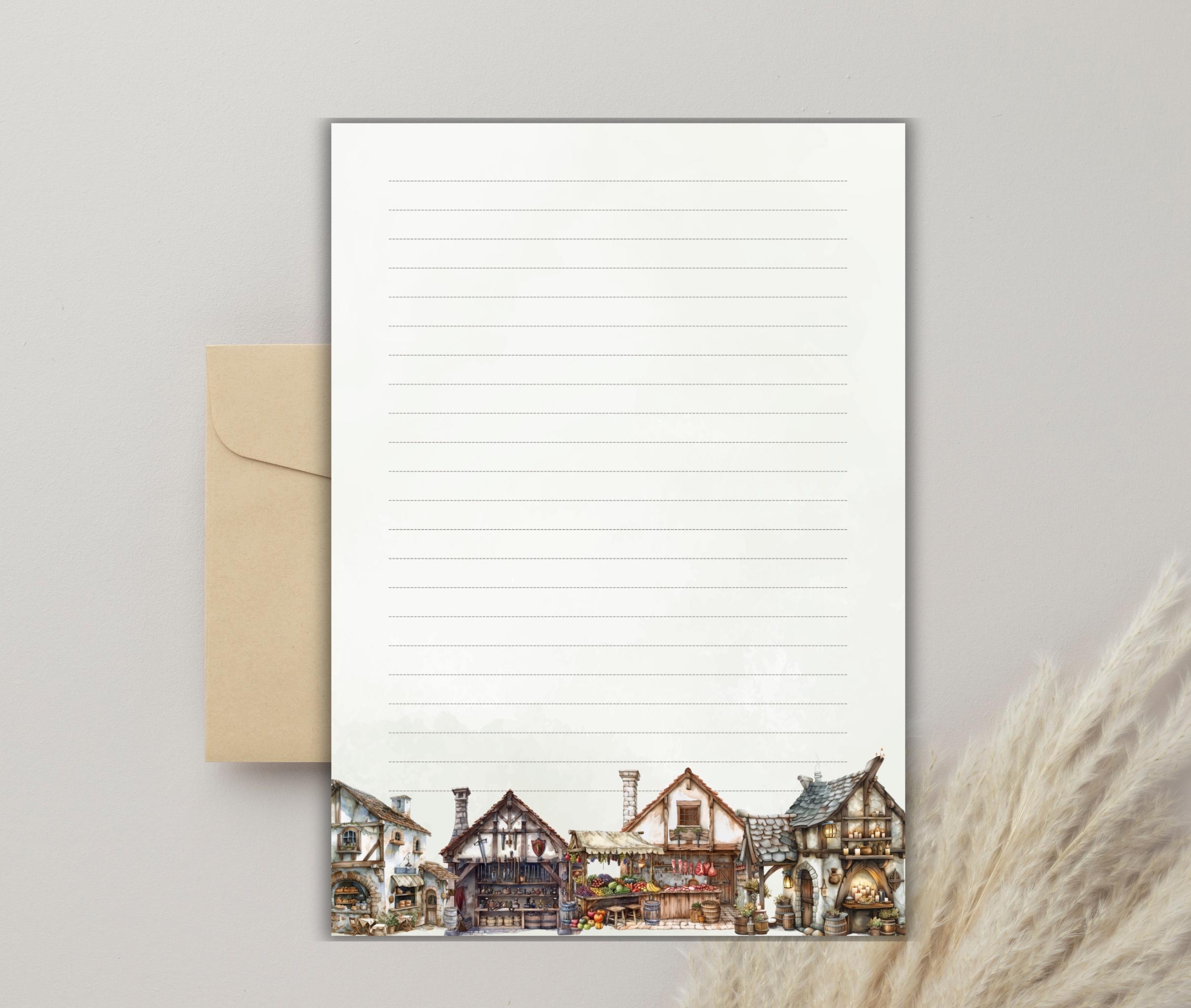 Medieval Village-printable Stationery-village Writing Paper Set A5/A4 ...