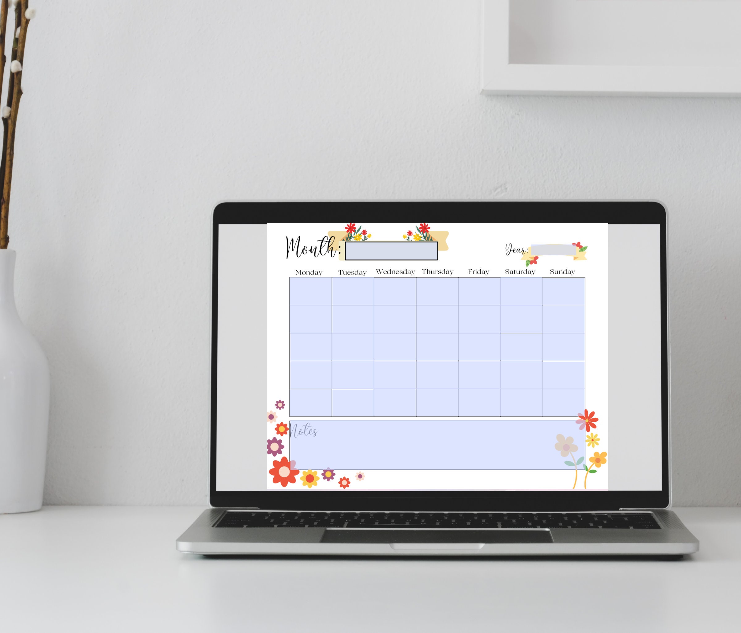 Open Monthly Calendar-undated Monthly Planner Printable Editable ...