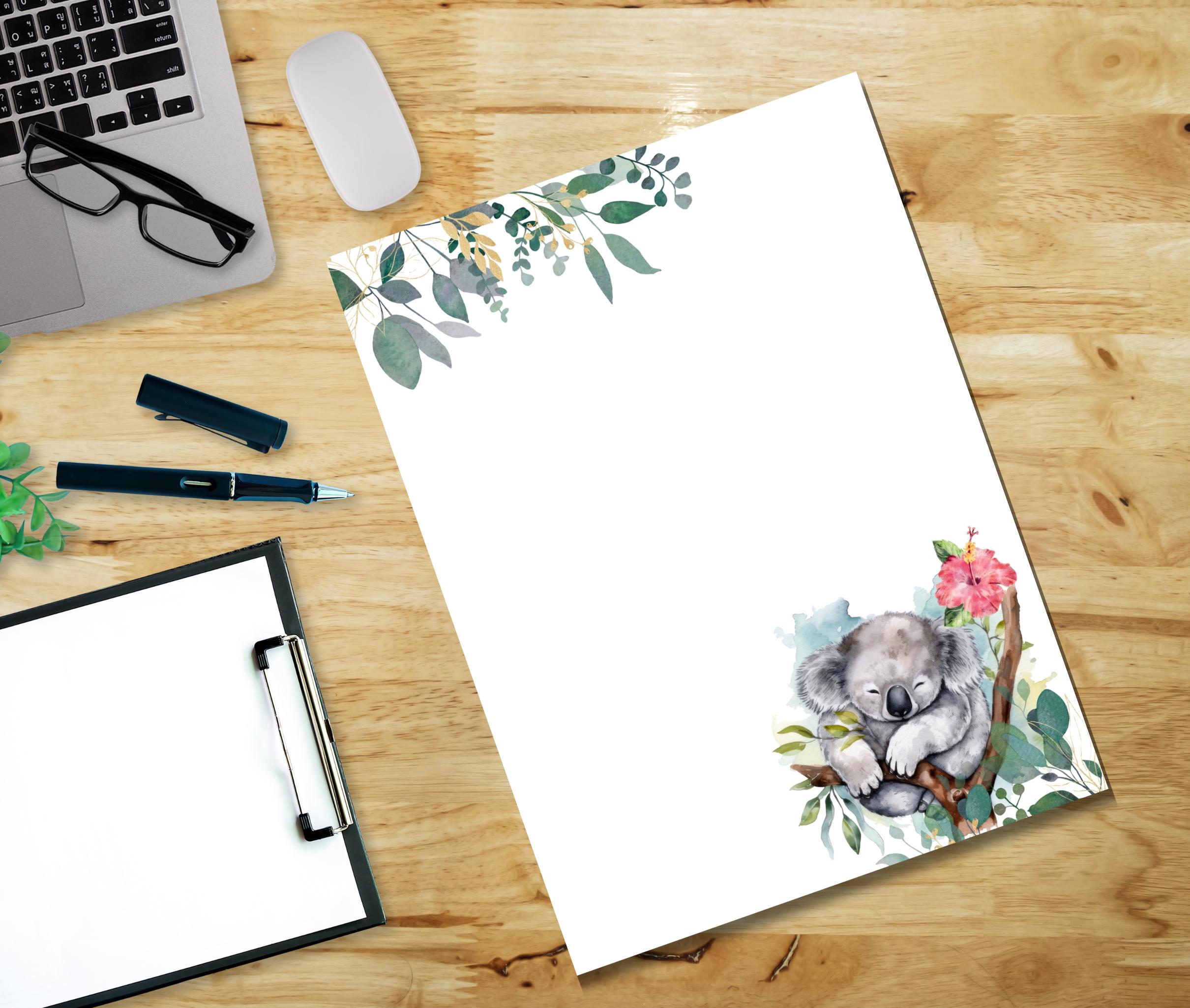 Koala Printable Stationery-cute Animal Writing Paper Set-kids ...
