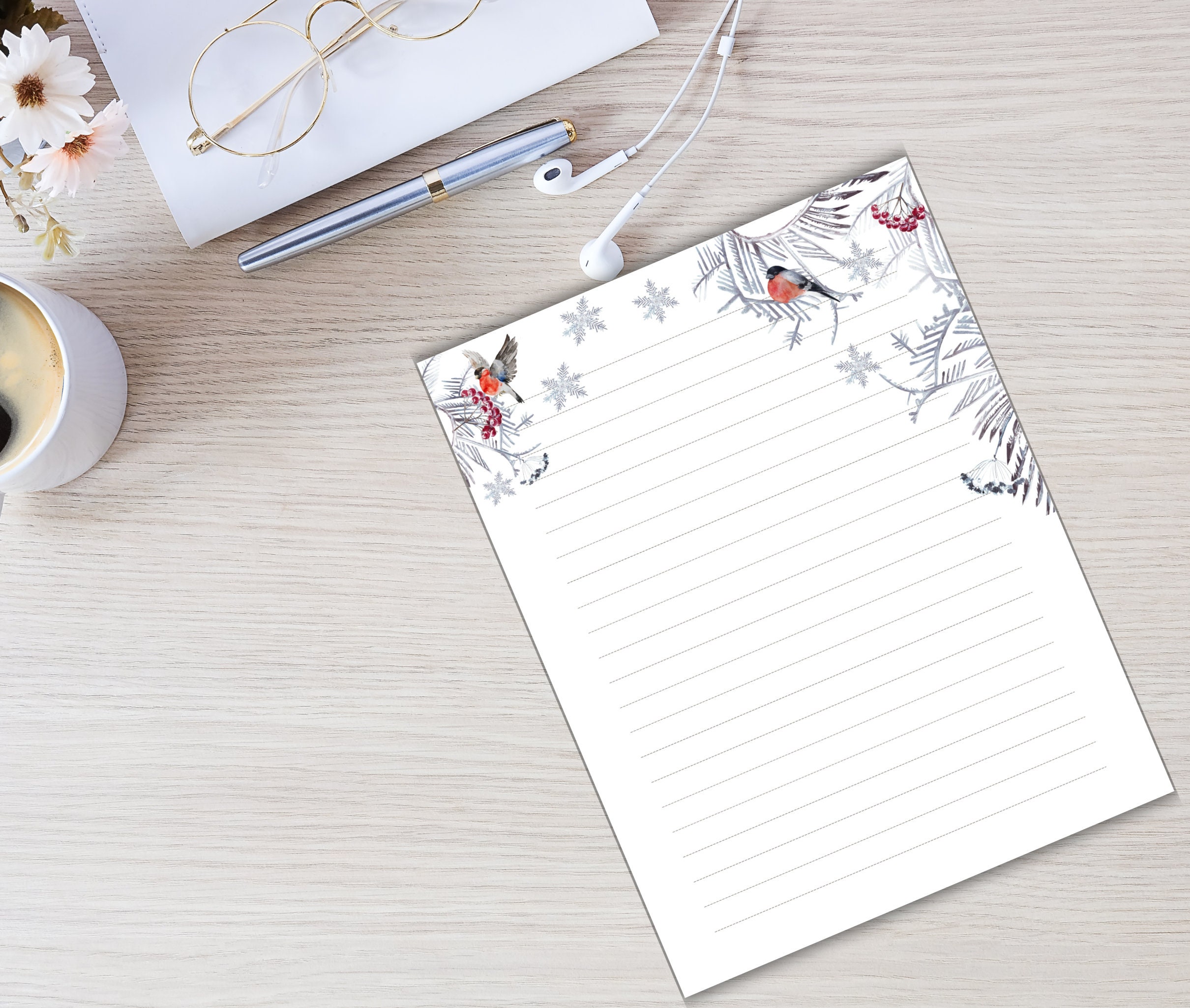 Winter Birds Printable Stationery/festive /winter Stationary/snow ...